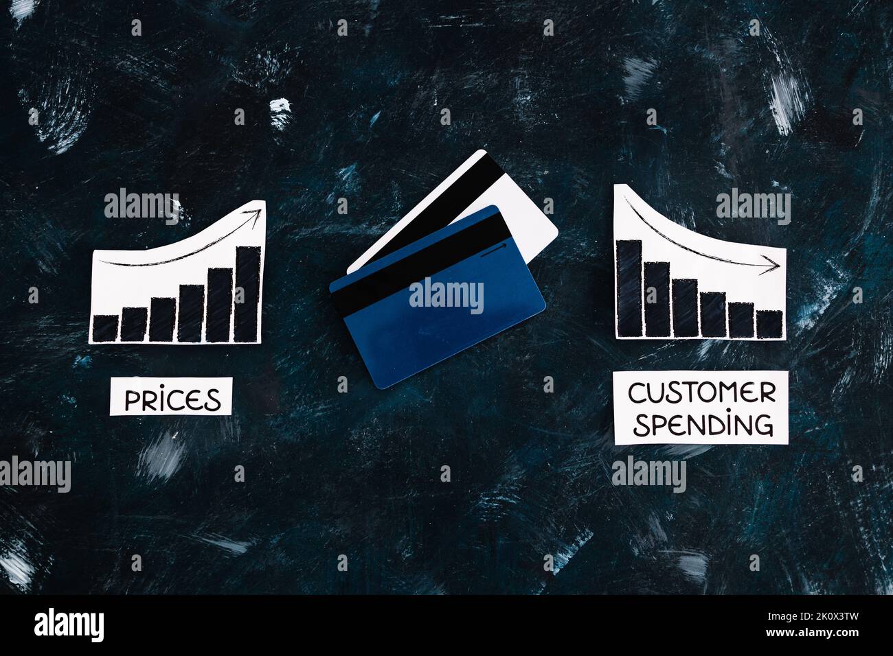 prices going up and consumer spending going down conceptual image ...