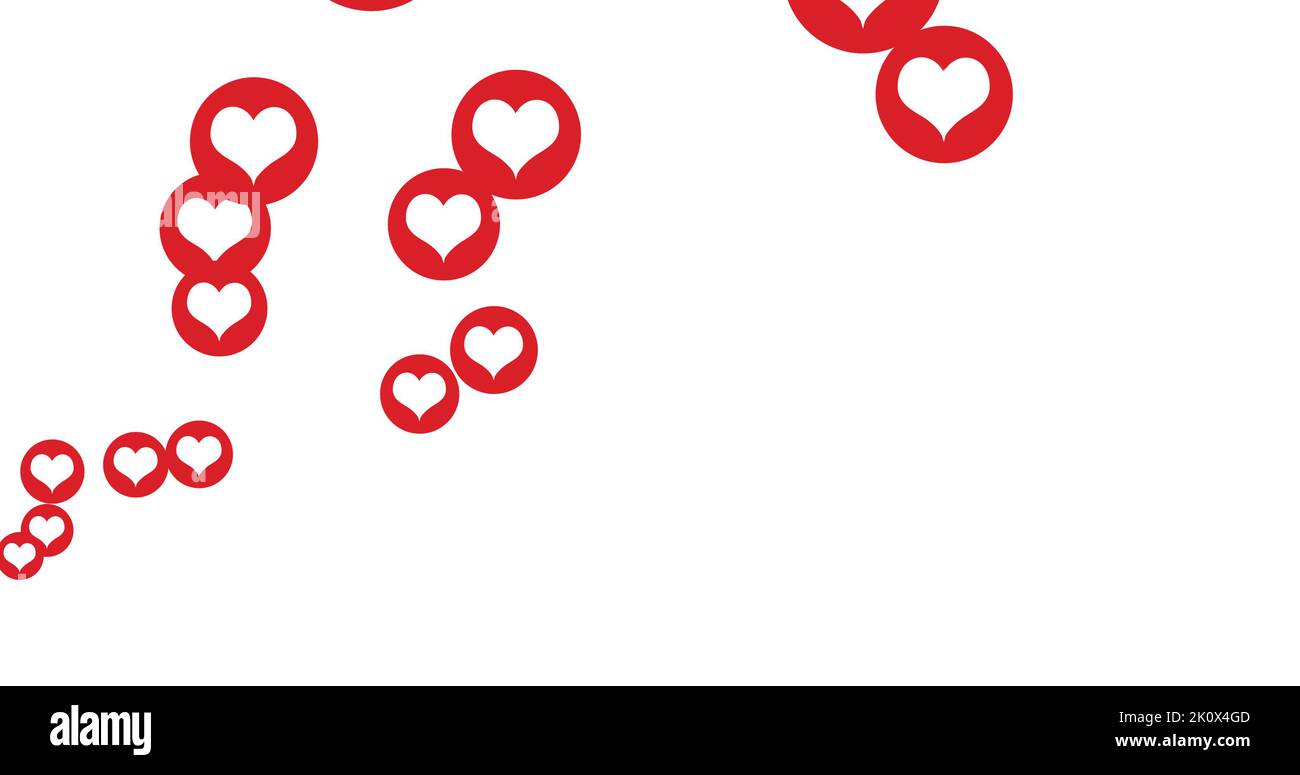 Image of multiple heart icons moving on white background. Valentines ...