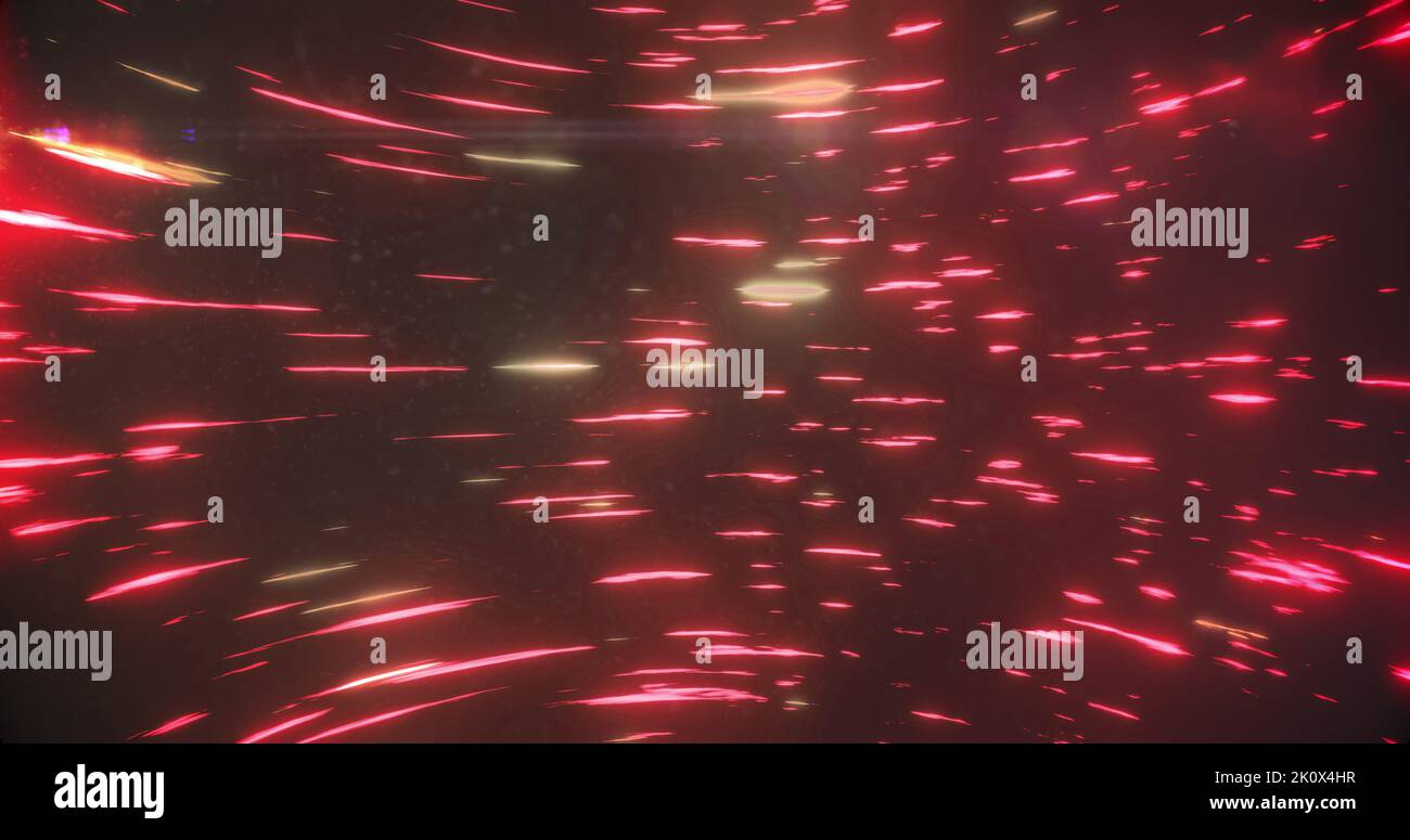 Image of multiple red glowing light trails spinning in hypnotic motion ...