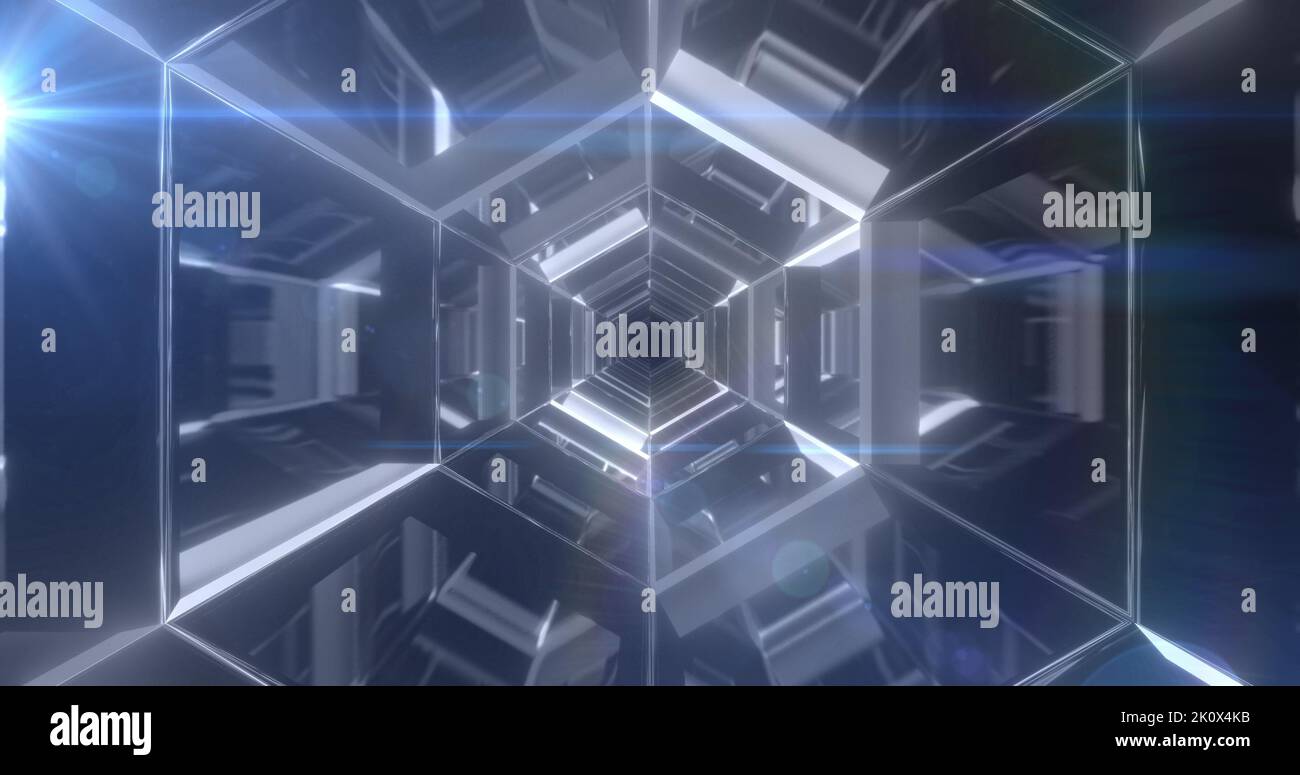 Image of multiple glowing hexagon shapes moving in hypnotic motion in ...