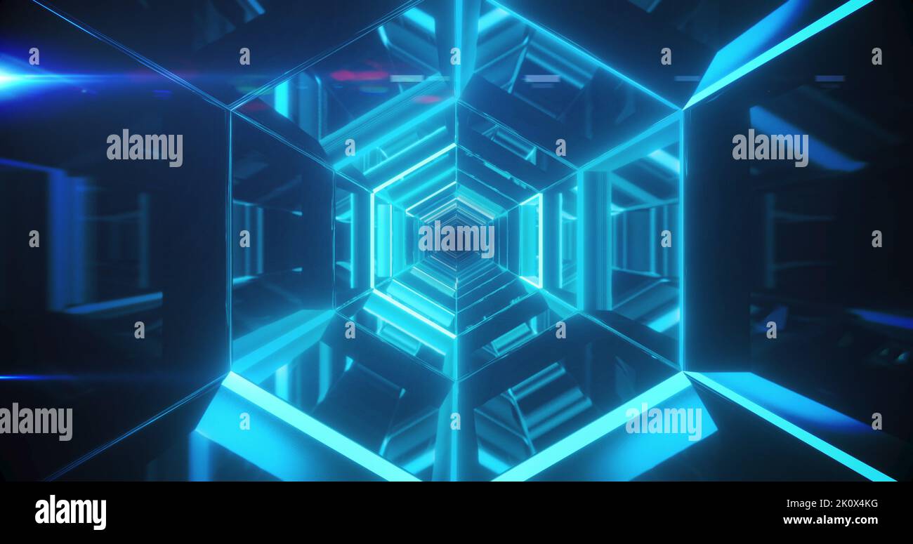 Image of multiple glowing hexagon shapes moving in hypnotic motion in ...