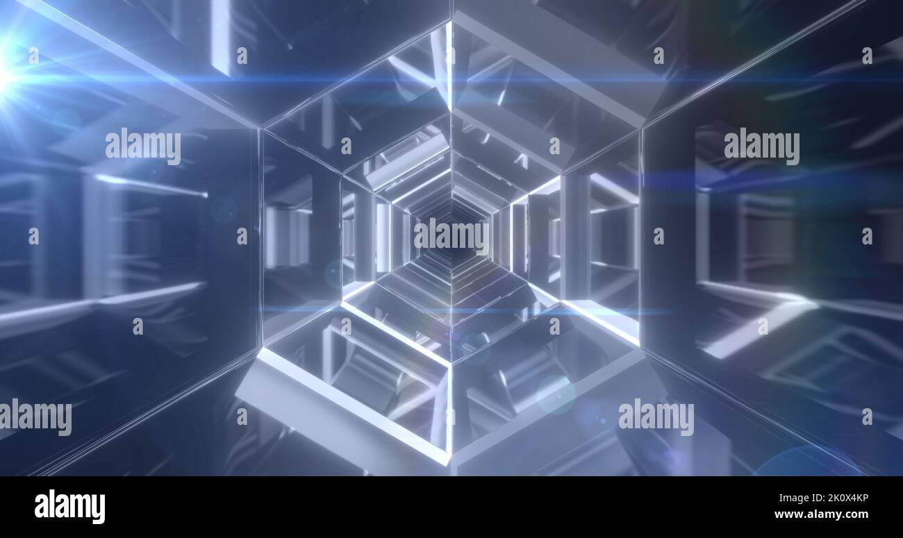 Image of multiple glowing hexagon shapes moving in hypnotic motion in ...