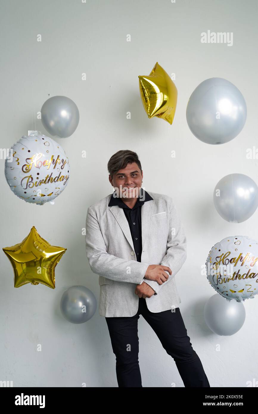 Birthday session with brilliant colors and self enjoyment Stock Photo - Alamy