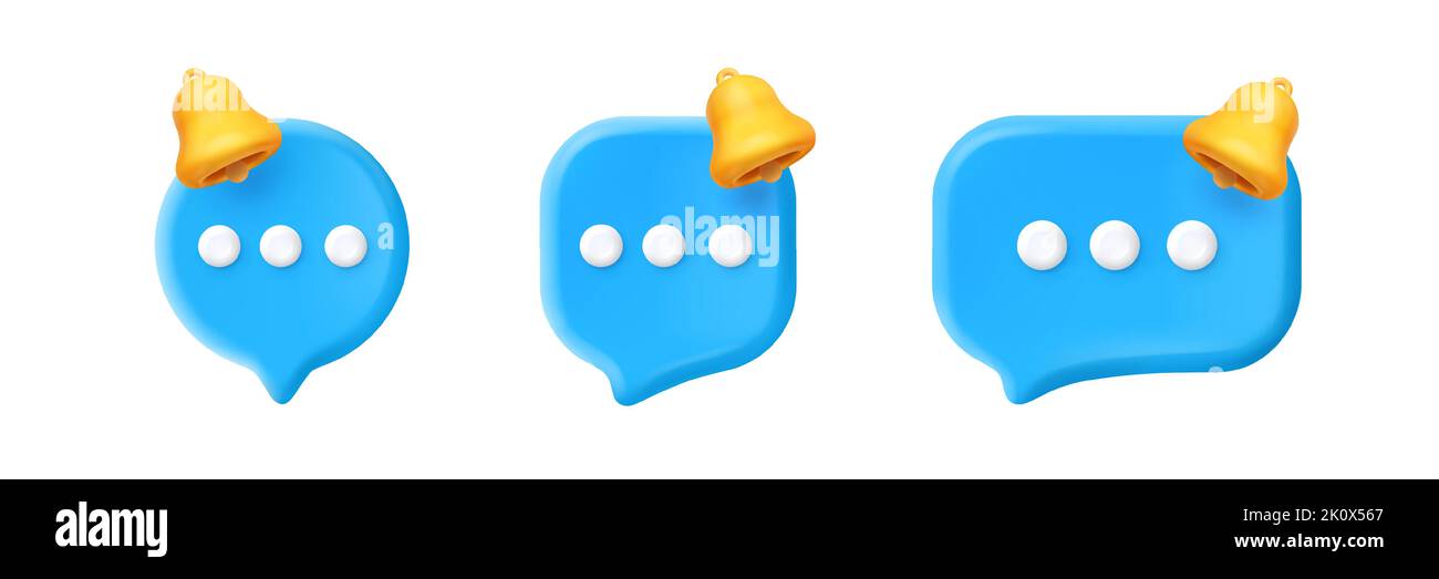 3d render notification speech bubbles with bells, isolated news and ... 3d render notification speech bubbles with bells, isolated news and ...