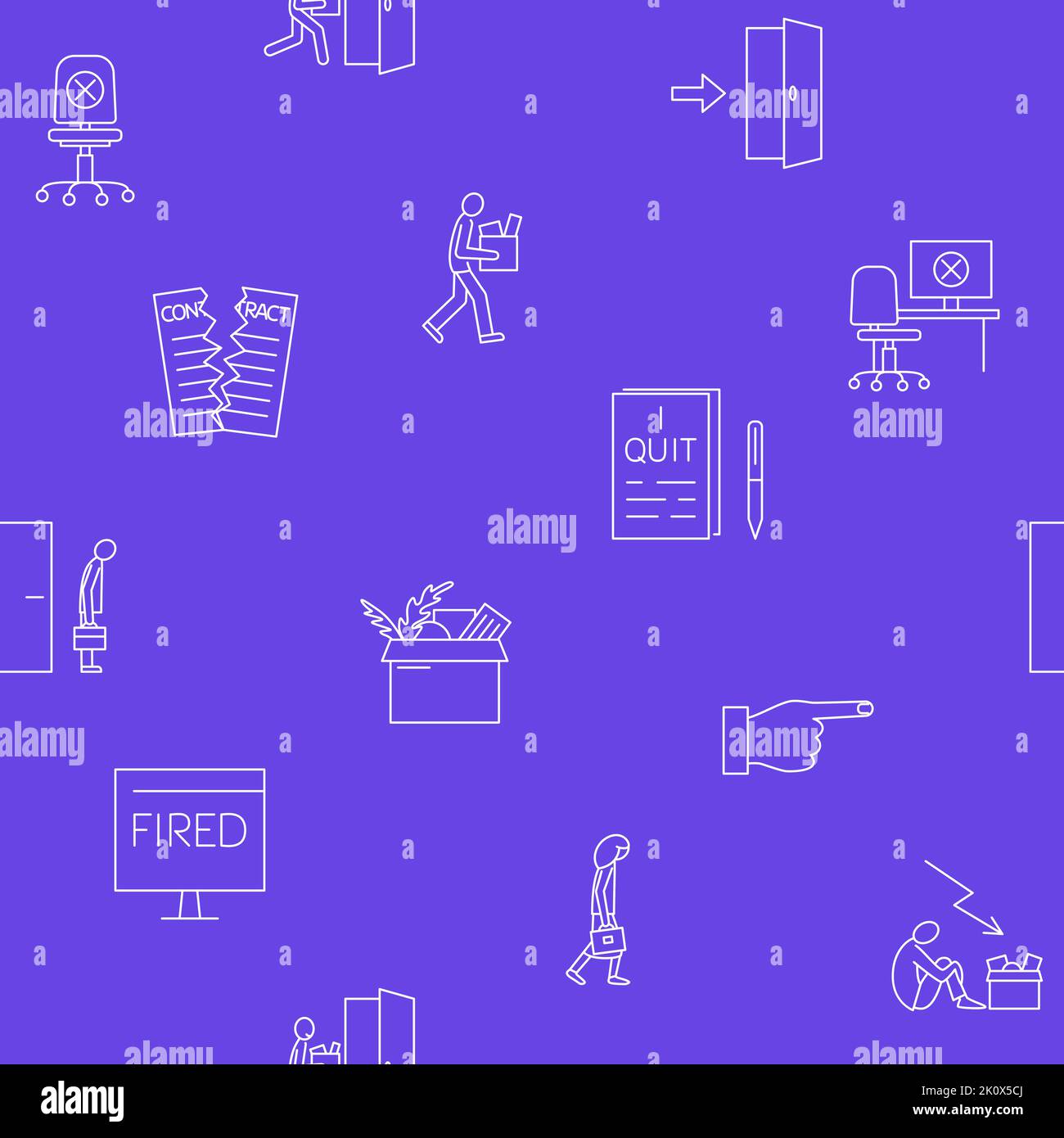 Job quit seamless pattern in line style. Repeatable background with ...