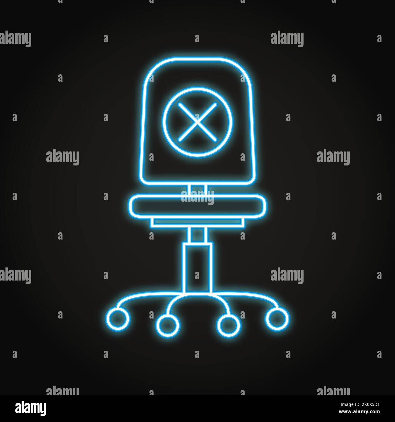 Office chair with cross symbol neon icon. Dismissal or refusal concept ...