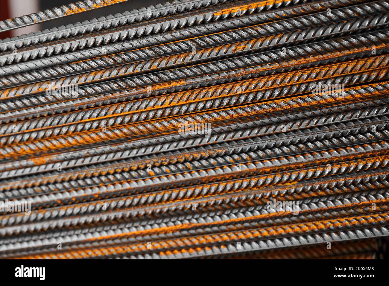 Concrete reinforcement bars bunch in plant warehouse Stock Photo - Alamy