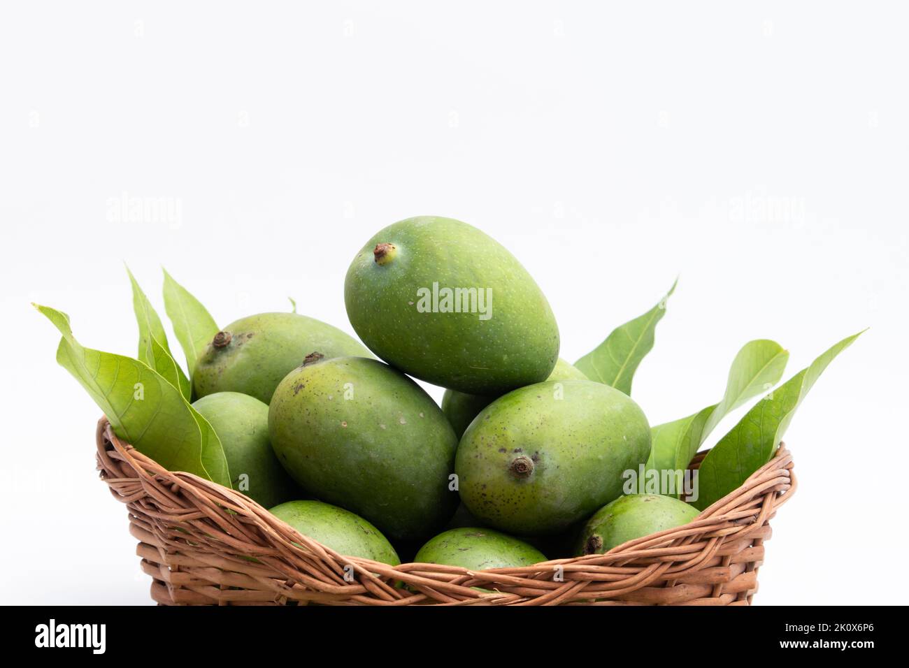 Fresh Green Raw Mango Also Called Aam, Kairi In Tradition Indian Wooden ...