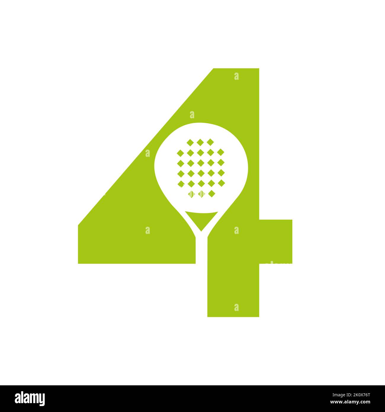 Letter 4 Padel Racket Logo Design Vector Template. Beach Table Tennis ...