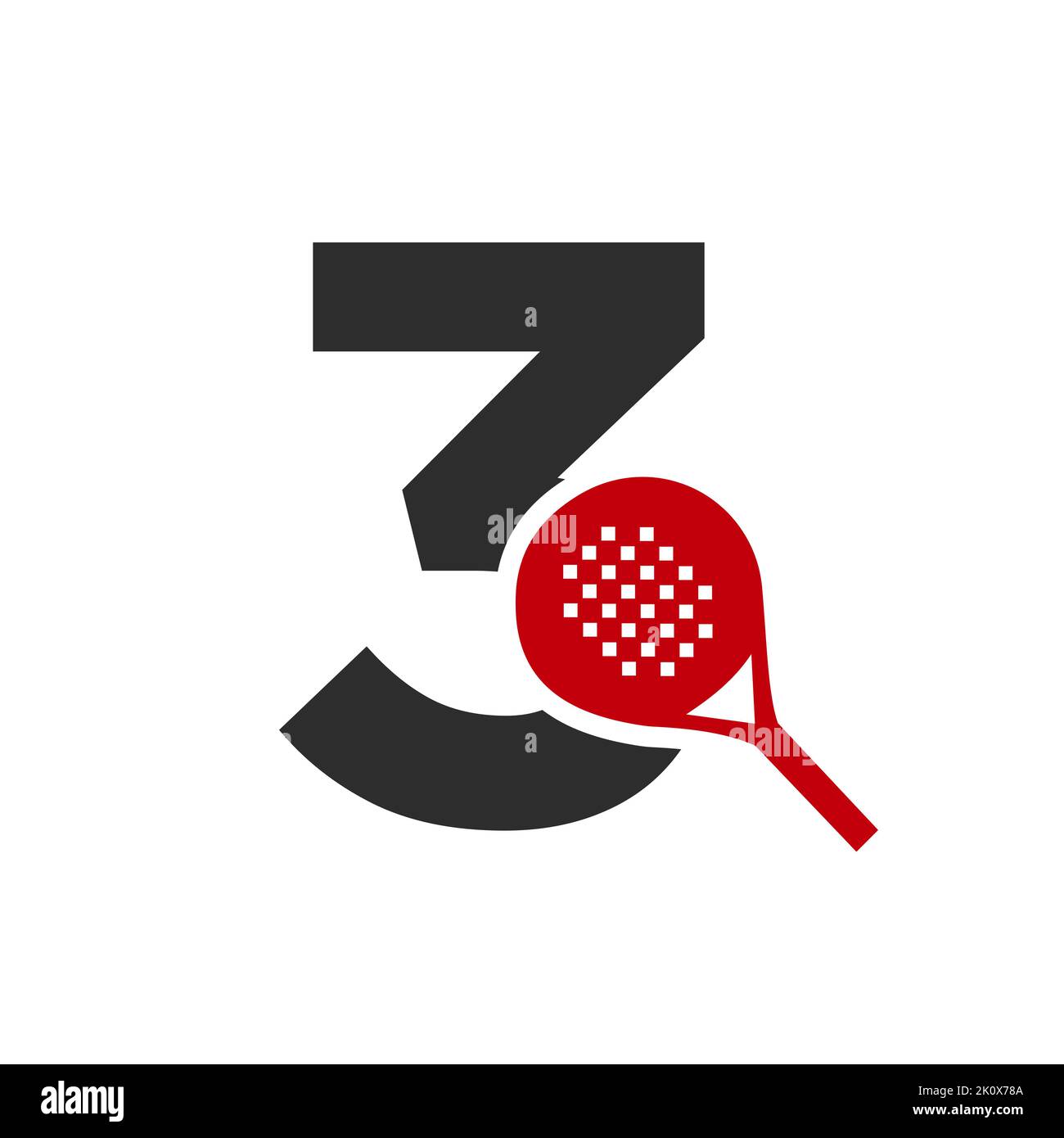 Letter 3 Padel Racket Logo Design Vector Template. Beach Table Tennis ...