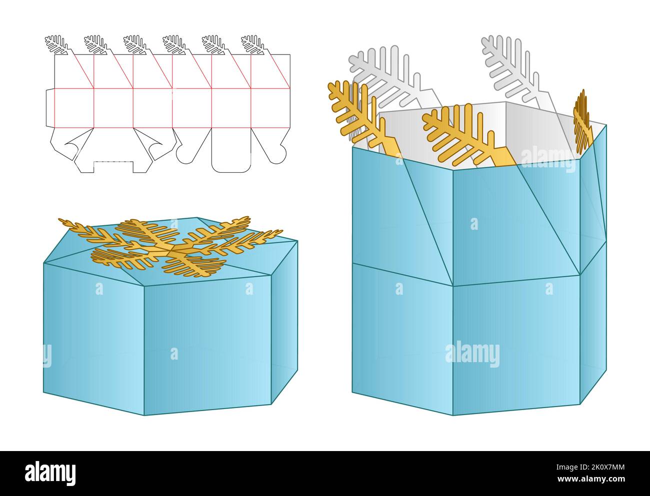 Box packaging die cut template design. 3d mock-up Stock Vector Image ...