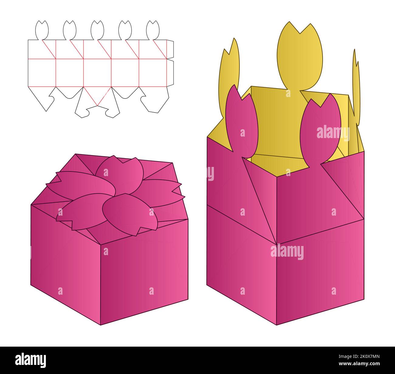 Box packaging die cut template design. 3d mock-up Stock Vector Image ...