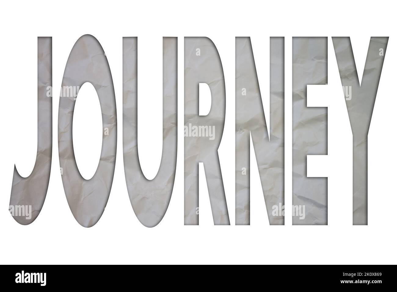 Journey text with Torn, Crumpled White Paper on colored background ...