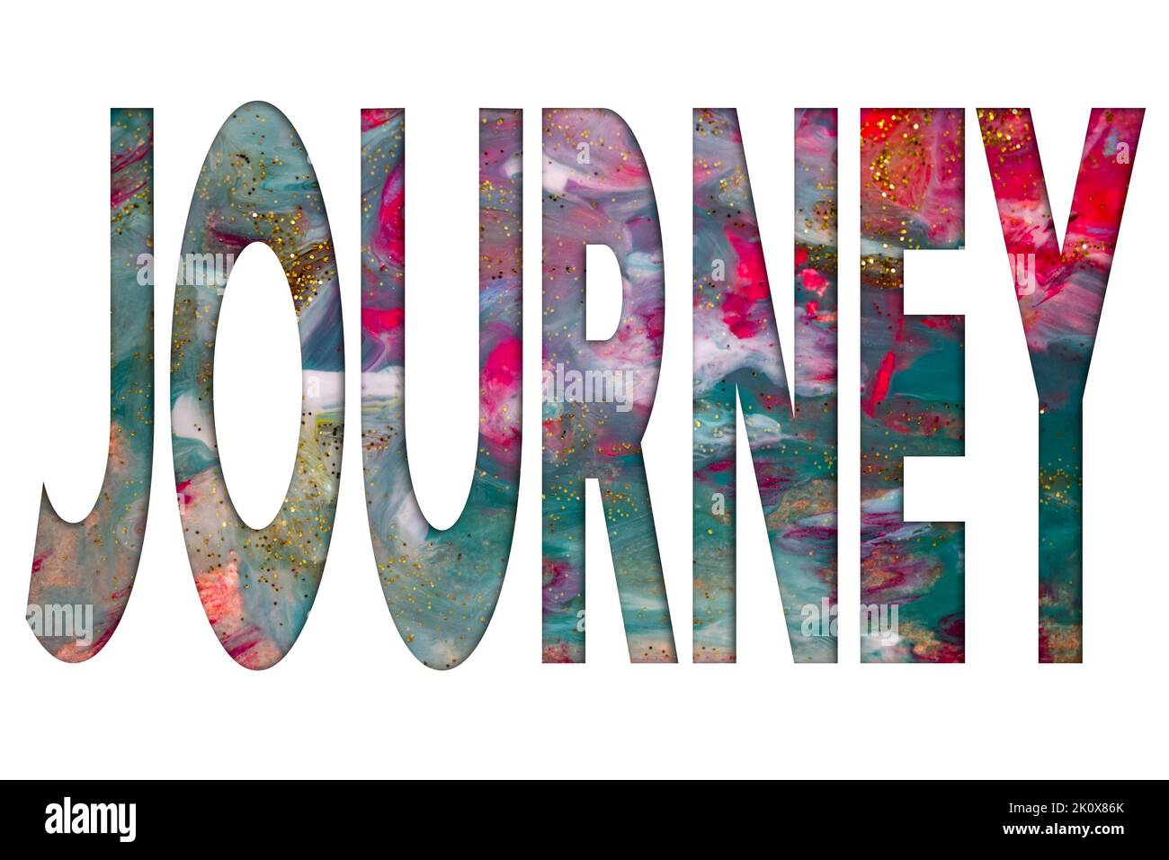 Abstract Natural Luxury art, fluid painting with Journey text, alcohol ...