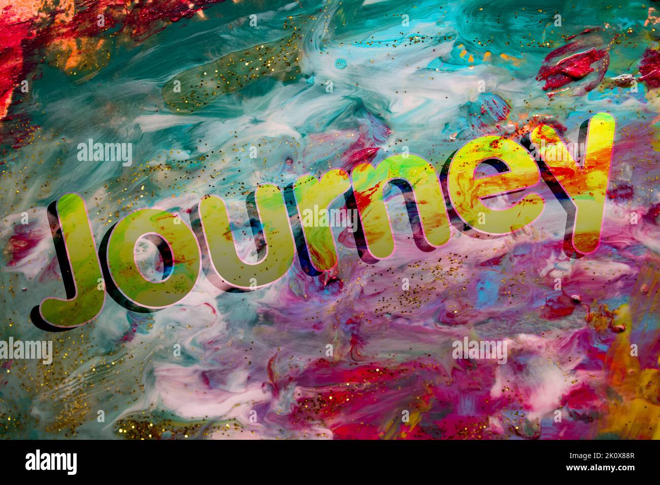 Abstract Natural Luxury art, fluid painting with Journey text, alcohol ...