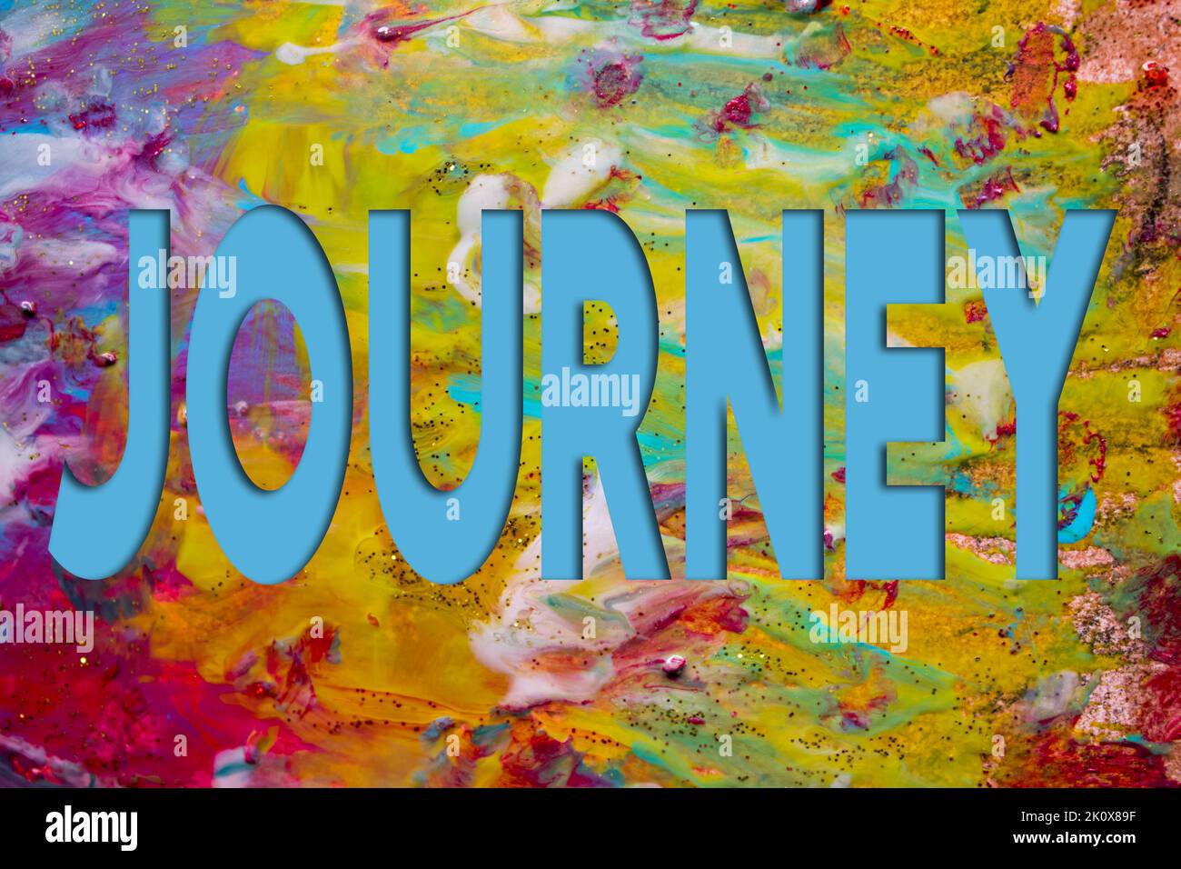 Abstract Natural Luxury art, fluid painting with Journey text, alcohol ...
