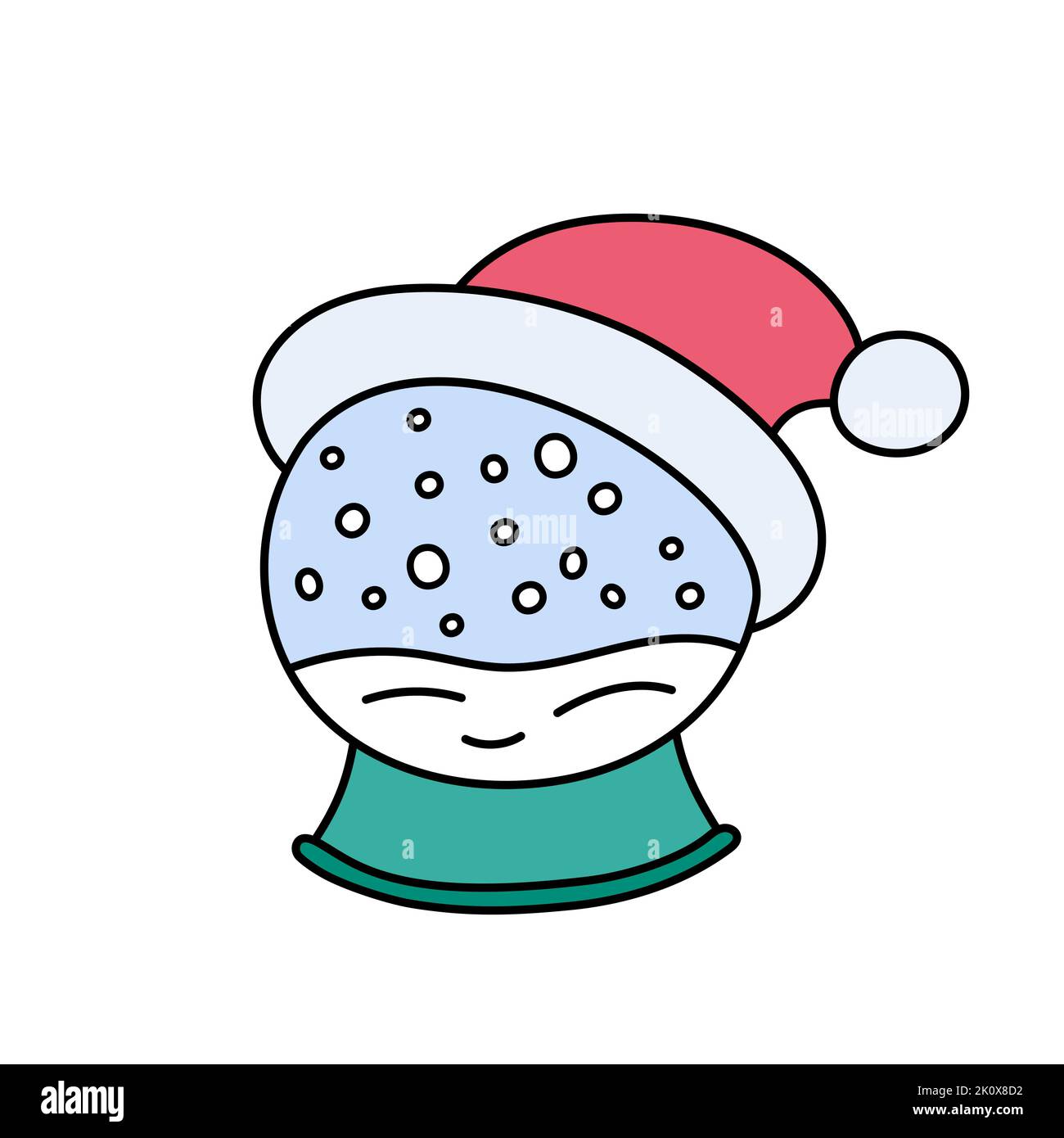 Snowball doodles isolated. Cartoon funny crystal snow ball in Santa ...