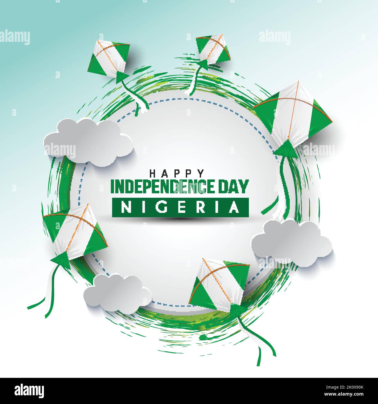 happy independence day Nigeria with flying kites. vector illustration ...