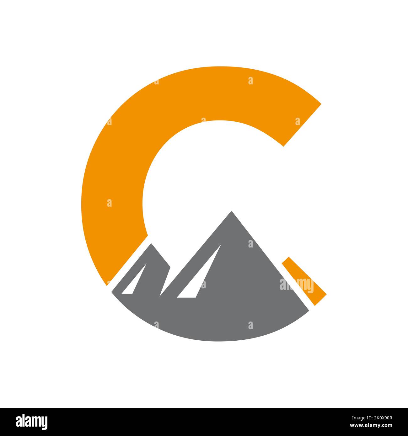 Letter C Mount Logo Vector Sign. Mountain Nature Landscape Logo Combine ...