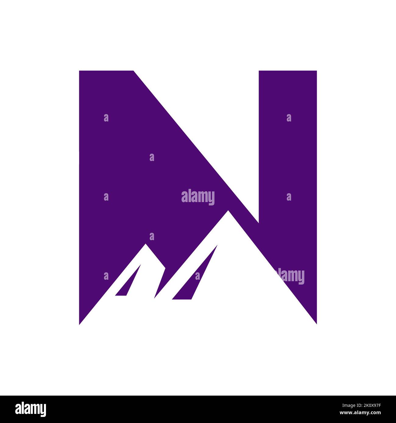 Letter N Mount Logo Vector Sign. Mountain Nature Landscape Logo Combine ...