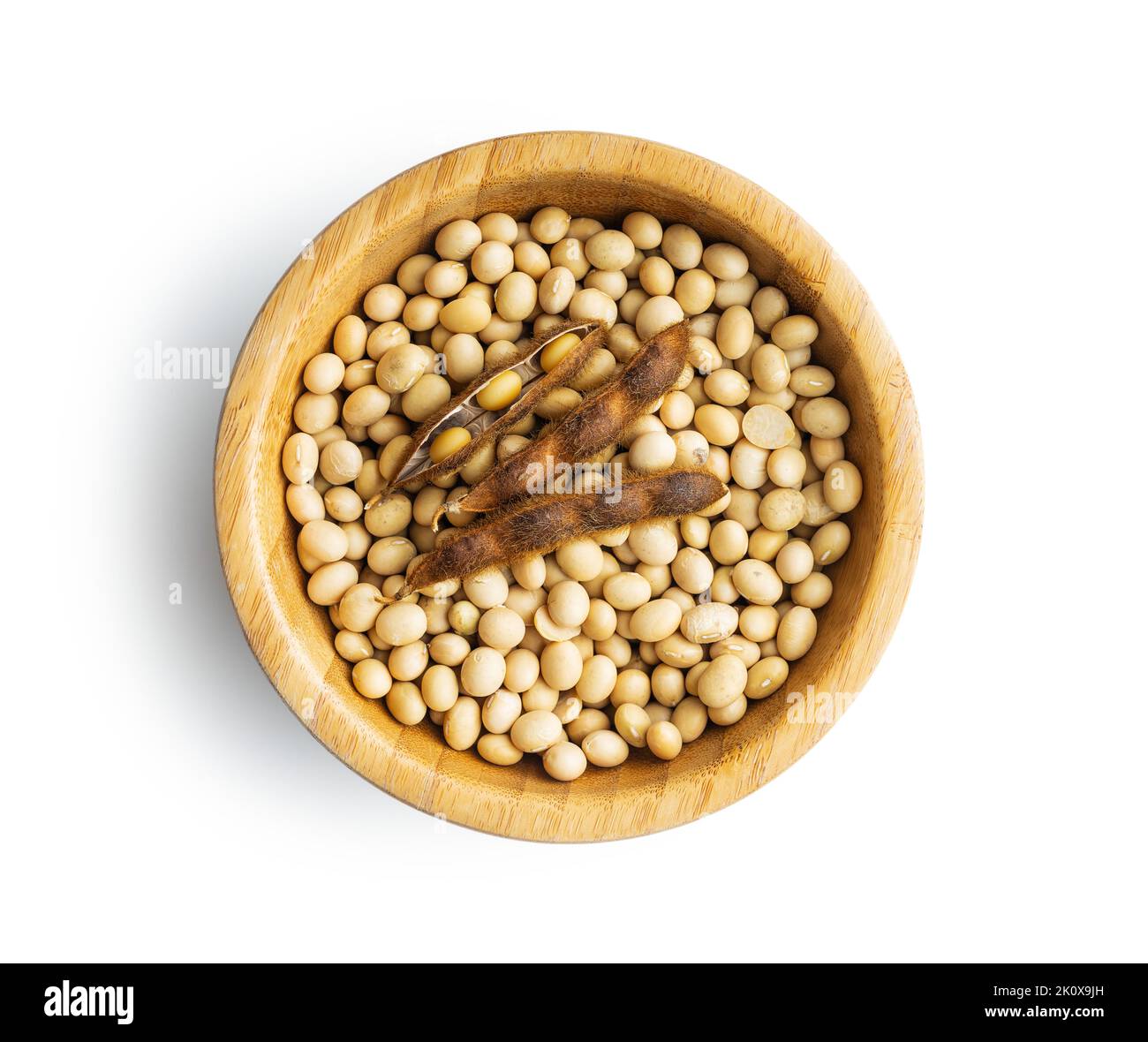 Soy beans. Dried soybean pod in bowl isolated on the white background ...