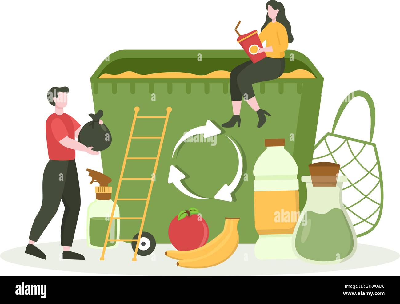 Zero Waste Template Hand Drawn Cartoon Flat Illustration with Durable ...