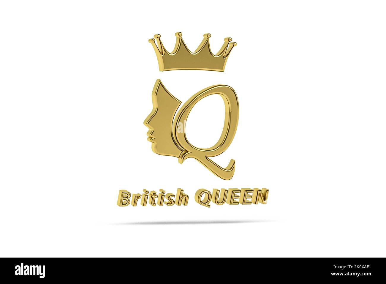 Golden 3d queen icon isolated on white background - 3d render Stock Photo - Alamy