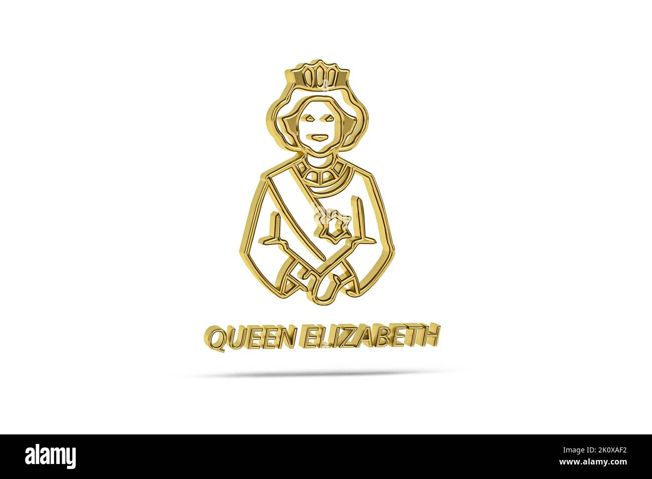 Golden 3d queen icon isolated on white background - 3d render Stock ...