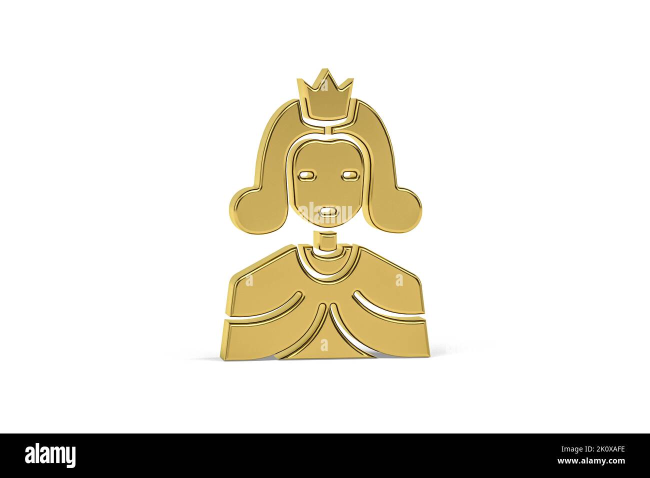 Golden 3d queen icon isolated on white background - 3d render Stock ...