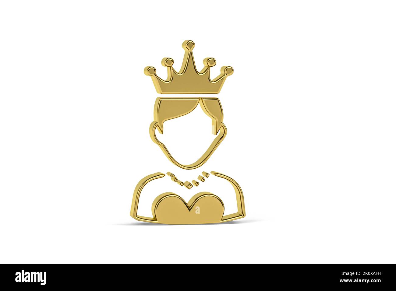 Golden 3d queen icon isolated on white background - 3d render Stock ...
