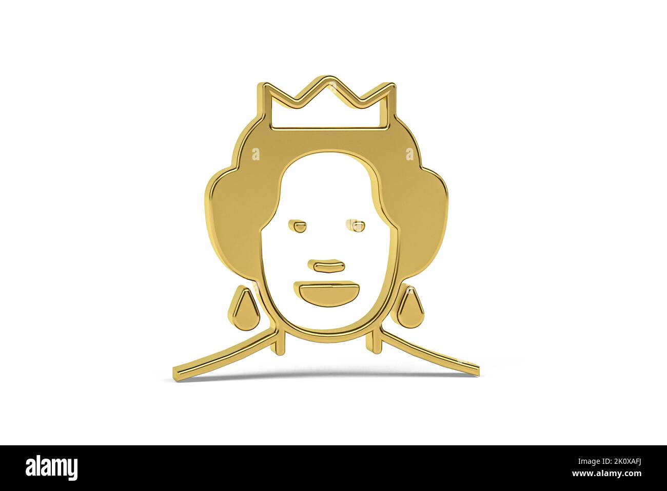 Golden 3d queen icon isolated on white background - 3d render Stock ...