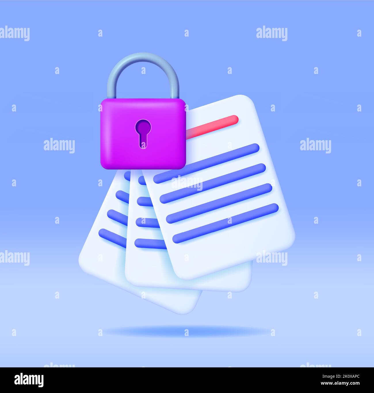 3D Document with Padlock Isolated Stock Vector Image & Art - Alamy