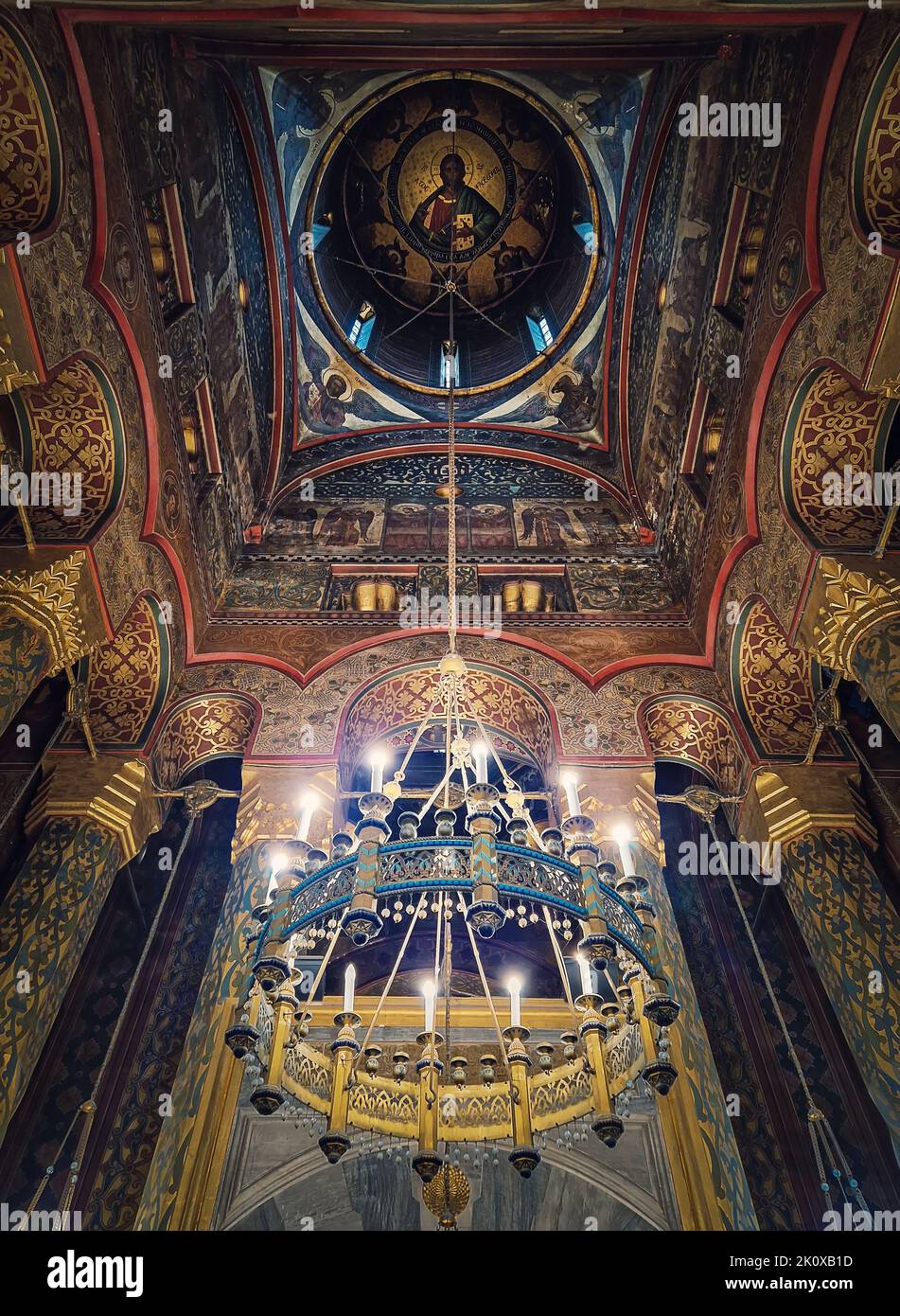 Interior architectural details of the Curtea de Arges monastery. The ...