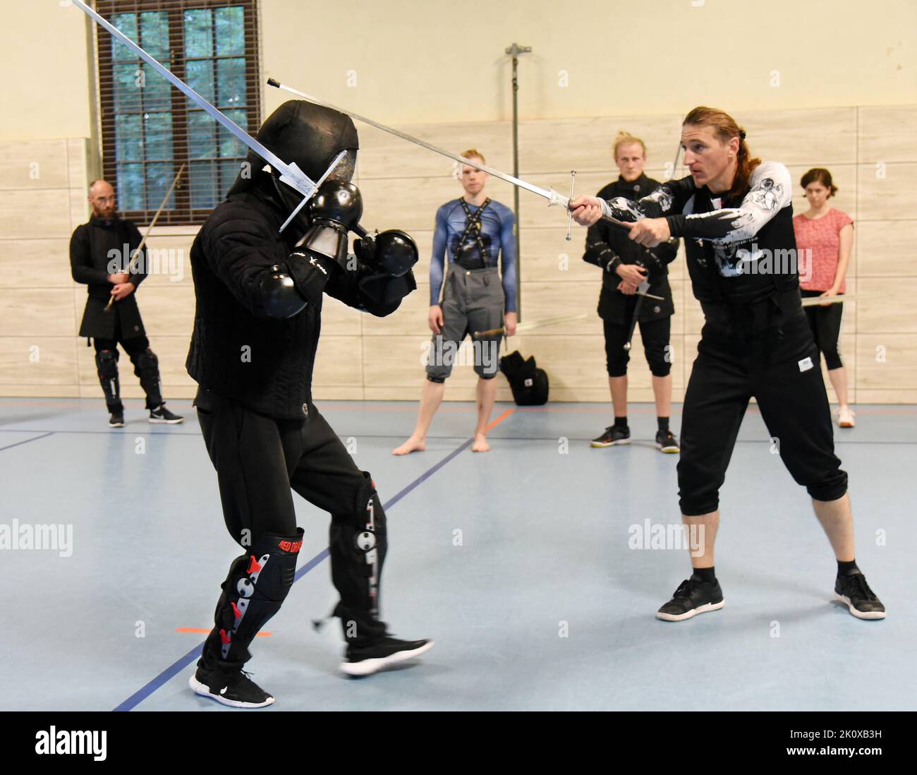 Leipzig, Germany. 08th Sep, 2022. Historical fencing with long swords ...
