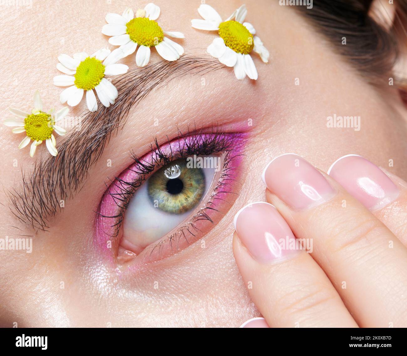Closeup macro shot of human female eye. Woman with natural vogue face ...