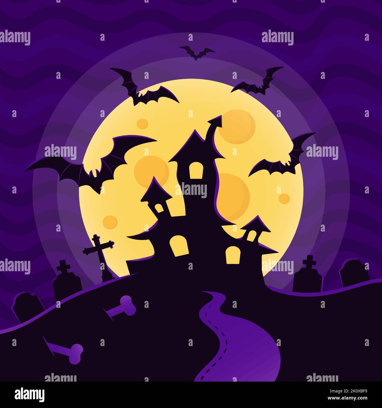 Night moon skull bats Stock Vector Images - Alamy