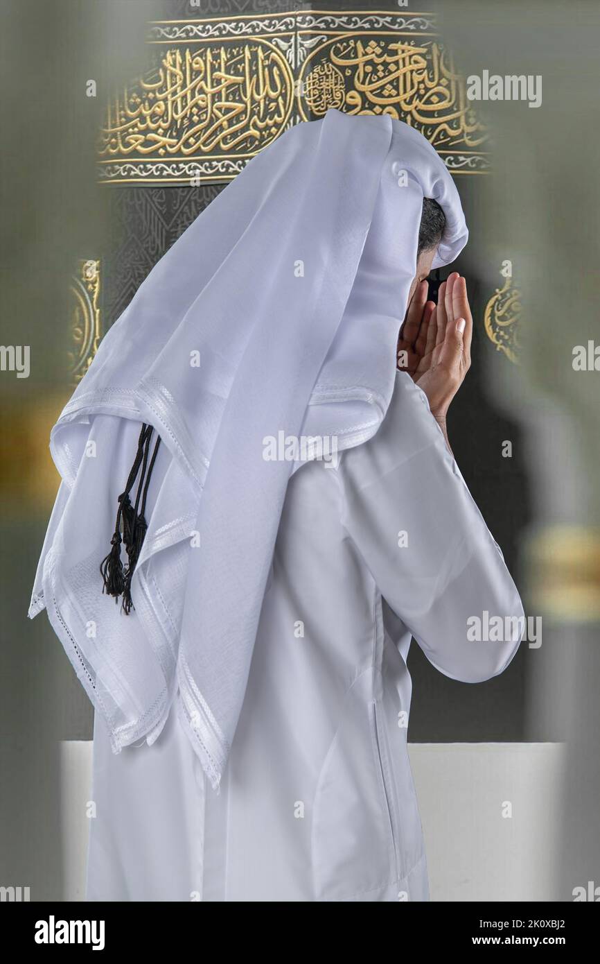 Arab Man Prying Hand at sunset time. Ramzan Greeting concept Stock ...