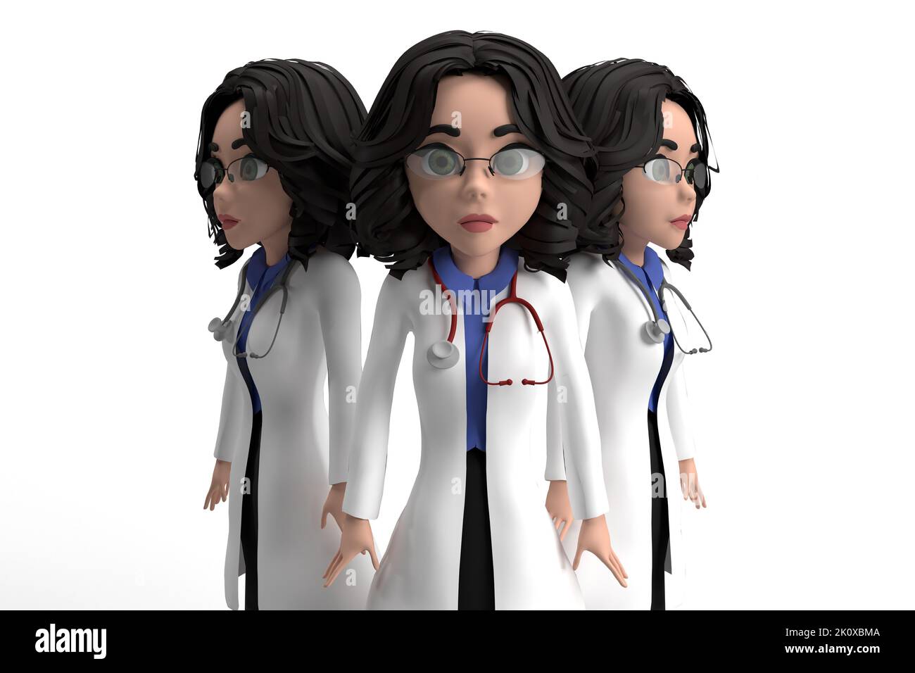 3d illustration. Three female doctors on a white background Stock Photo ...