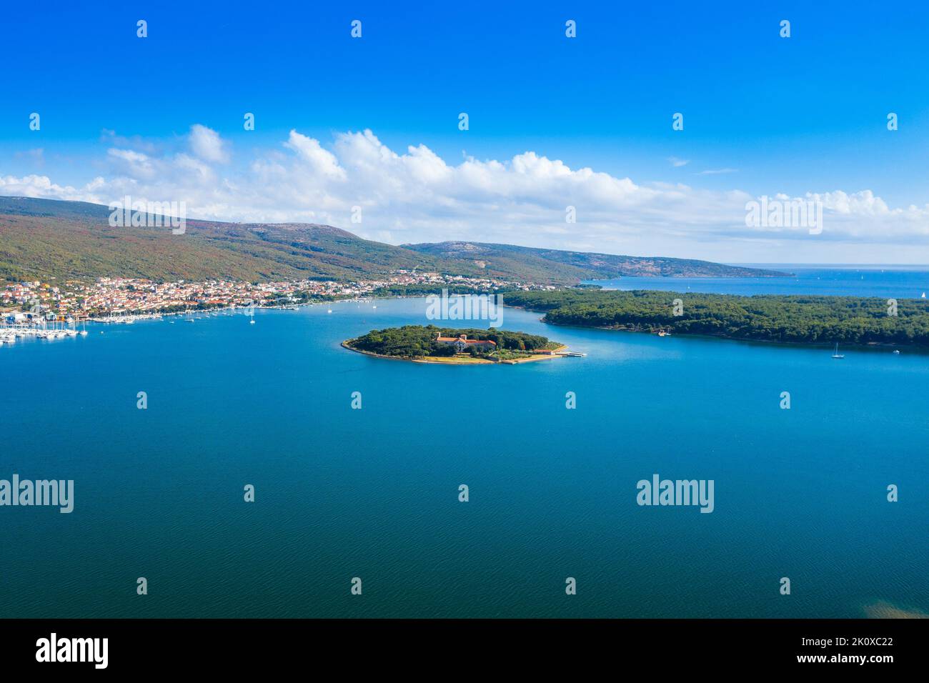 Island of Kosljun in Punat bay, Island of Krk, Croatia Stock Photo - Alamy