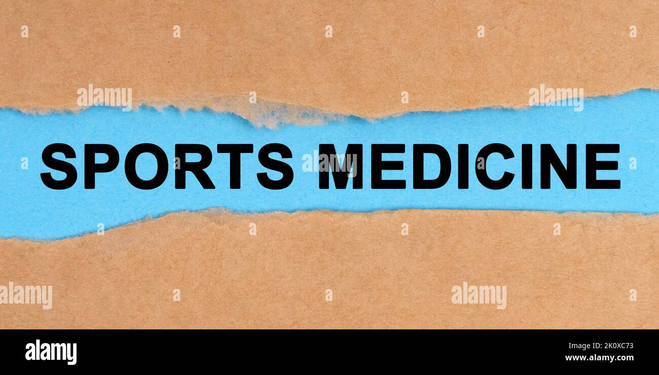 Medicine concept. The paper is ripped in the middle. Inside on a blue ...