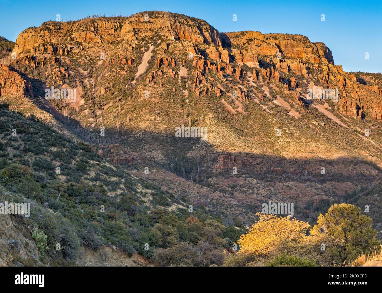 Black Mesa outcrop, over AZ-288 (Globe-Young Highway), at sunset ...