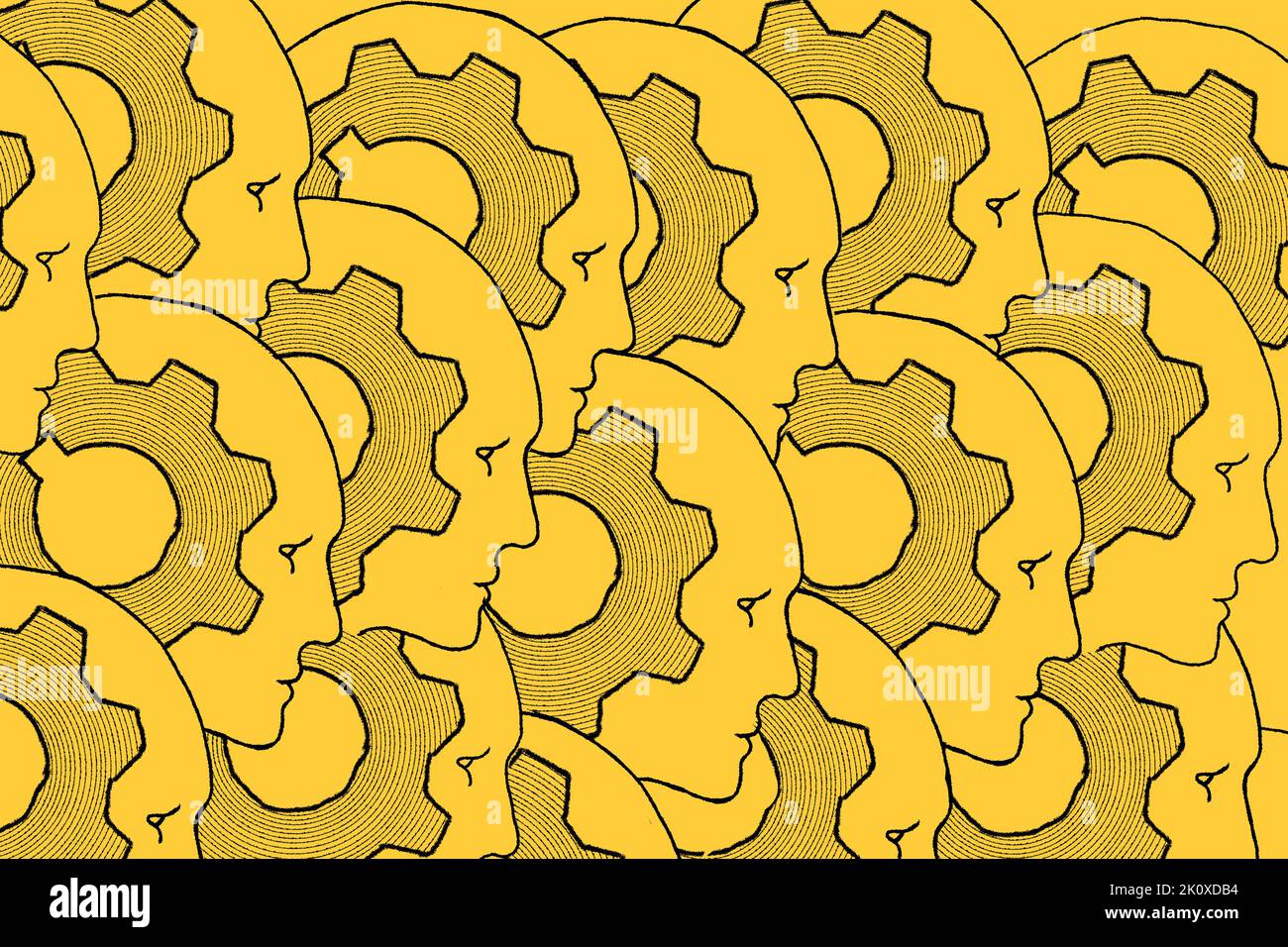 Human heads with cogs hi-res stock photography and images - Alamy