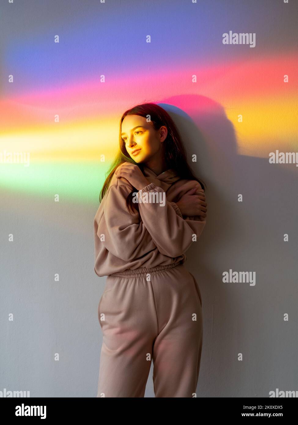 Color light people self love girl rainbow neon Stock Photo - Alamy