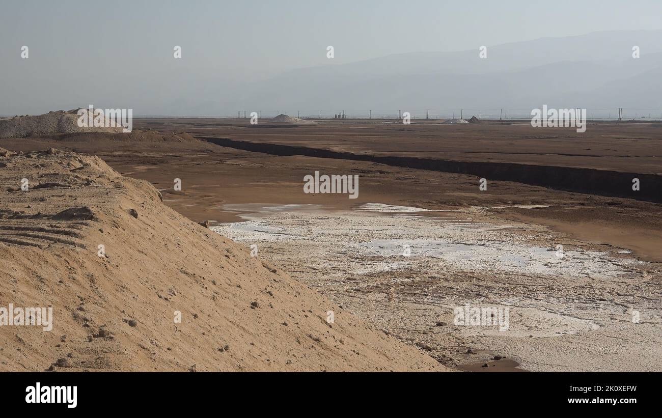 View from the salt wall barrier along the border with Jordan on ...