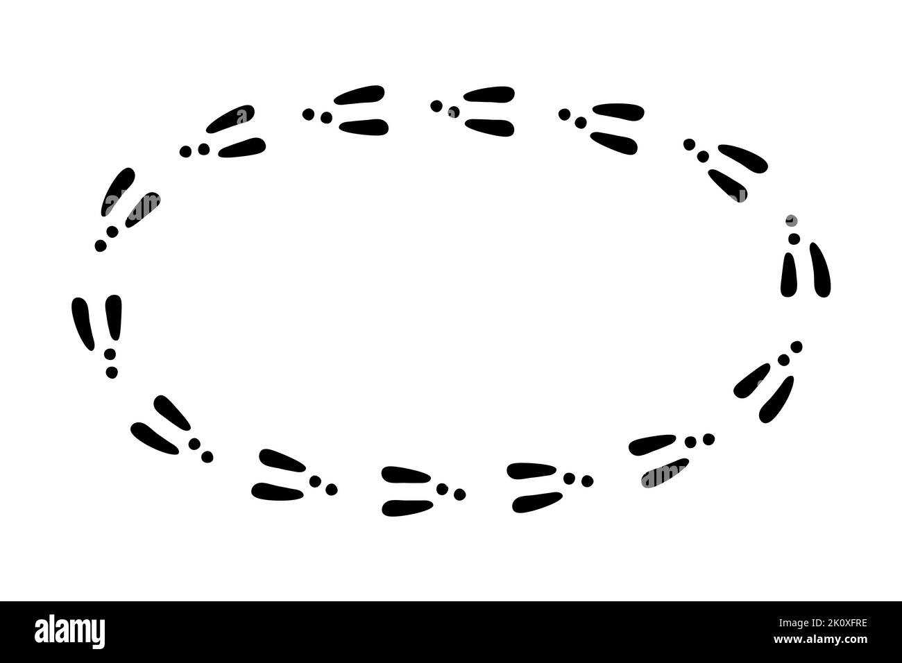 Rabbit or hare footprint trail. Bunny foot prints on snow. Rabbit paw ...