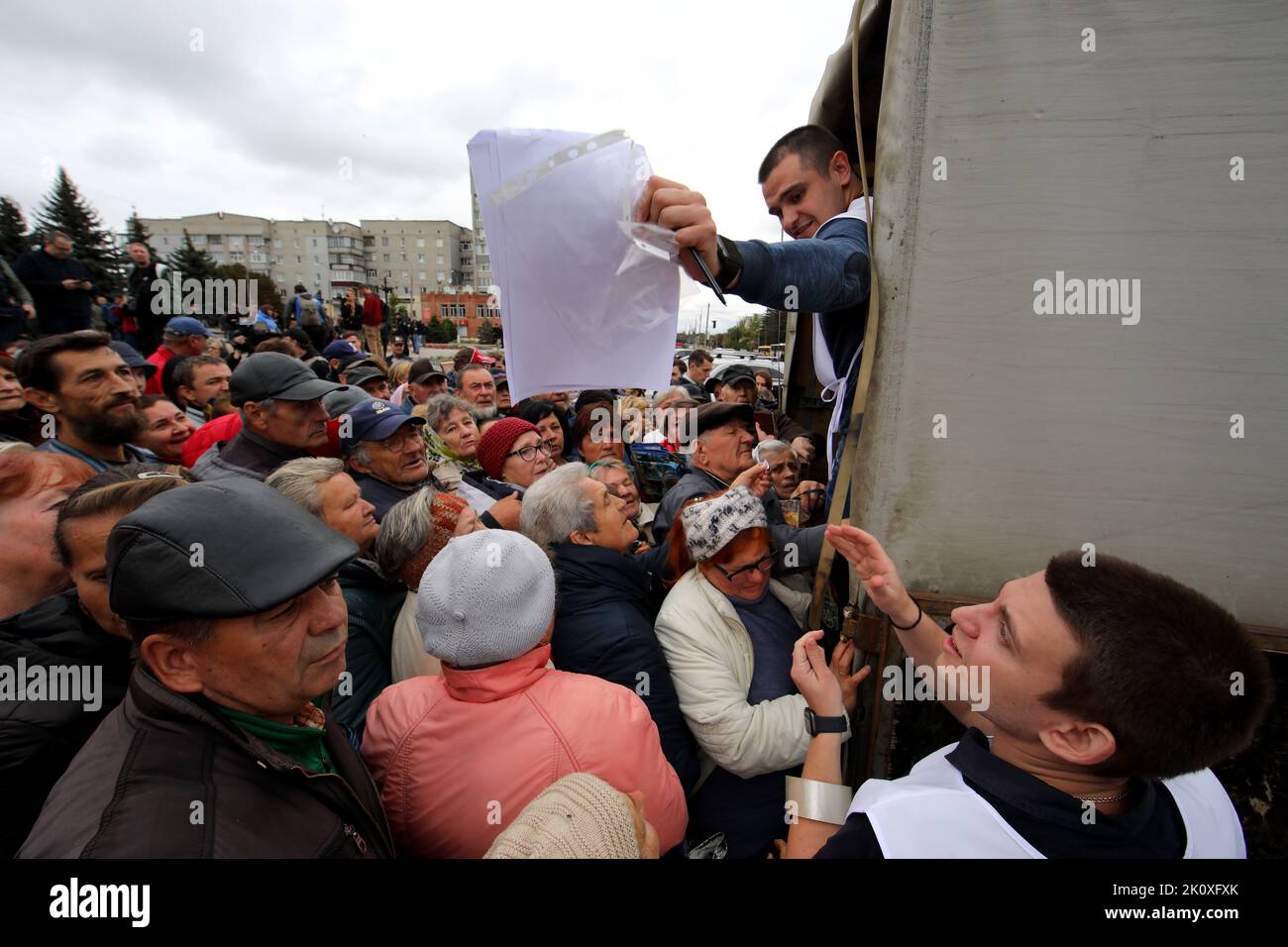 BALAKLIIA, UKRAINE - SEPTEMBER 13, 2022 - Local residents receive ...