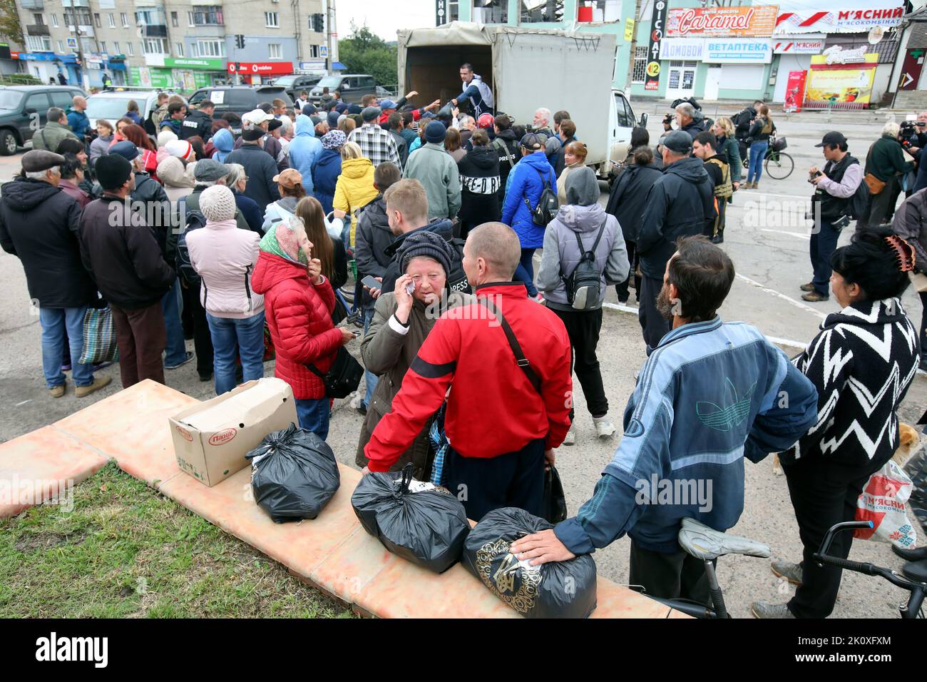 BALAKLIIA, UKRAINE - SEPTEMBER 13, 2022 - Local residents receive ...