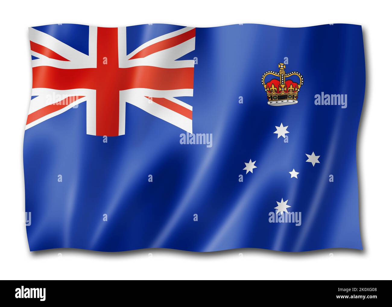Victoria state flag, Australia waving banner collection. 3D ...