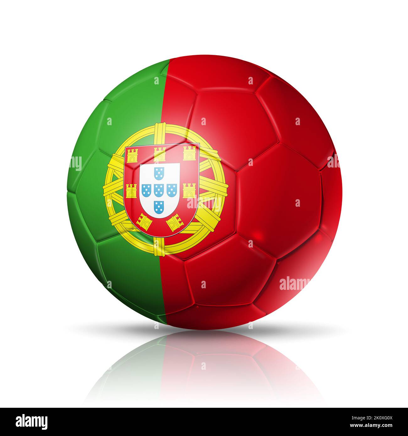 3D soccer ball with Portugal team flag, football 2022. isolated on ...