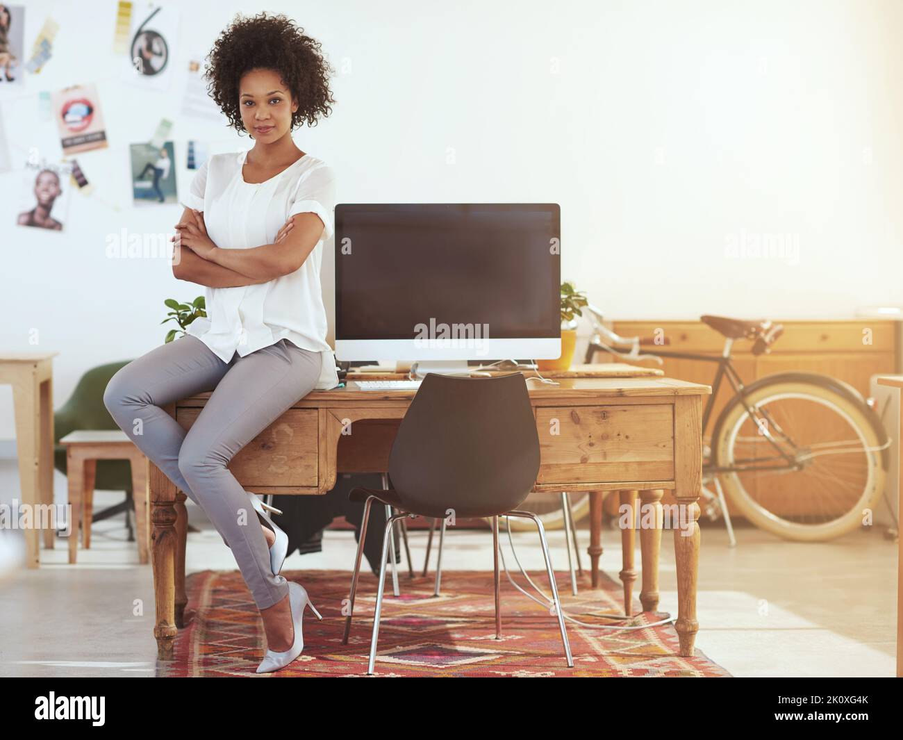Confident in her ability to design. Portrait of a female designer in ...